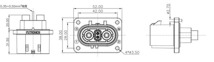 Unshielded IP67 Waterproof Battery Connector 150A 2 Pin Power Socket