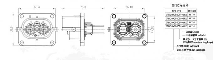 1000V DC Battery Connection Cables , IP6K9K High Voltage Connector Cable