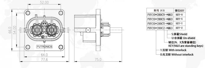 1000V DC Battery Connection Cables , IP6K9K High Voltage Connector Cable