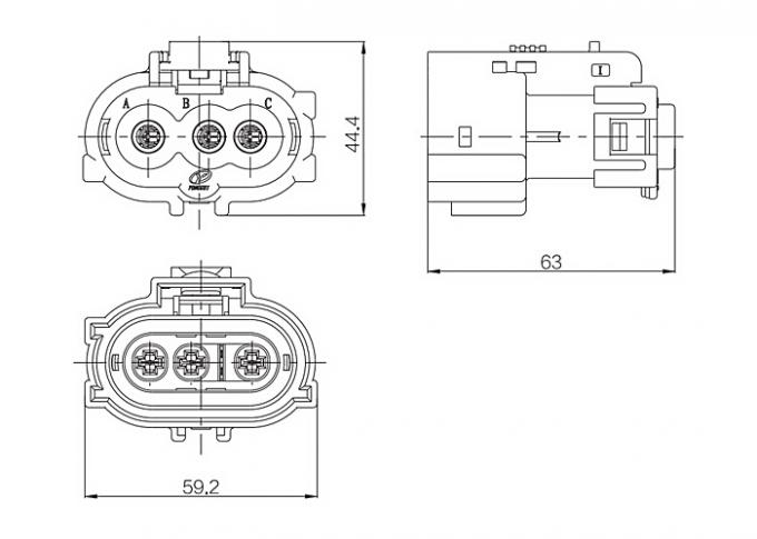 3000V AC 3 Pin Automotive Connector Plastic Shell Plug Socket Recepatcle