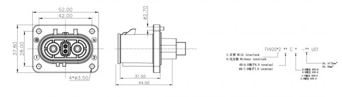 150A Unshielded EV Battery Connector For HV Energy Storage ESS Lithium