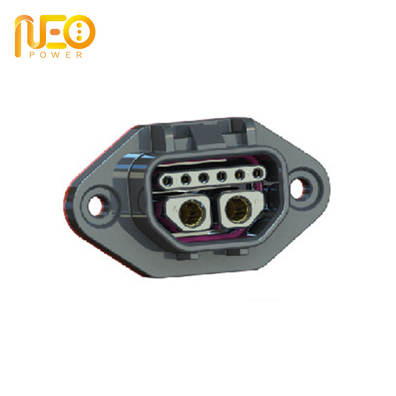 60A 2 Pole 6 Pin Power Signal Connectors Flange Right Angle Socket with ...